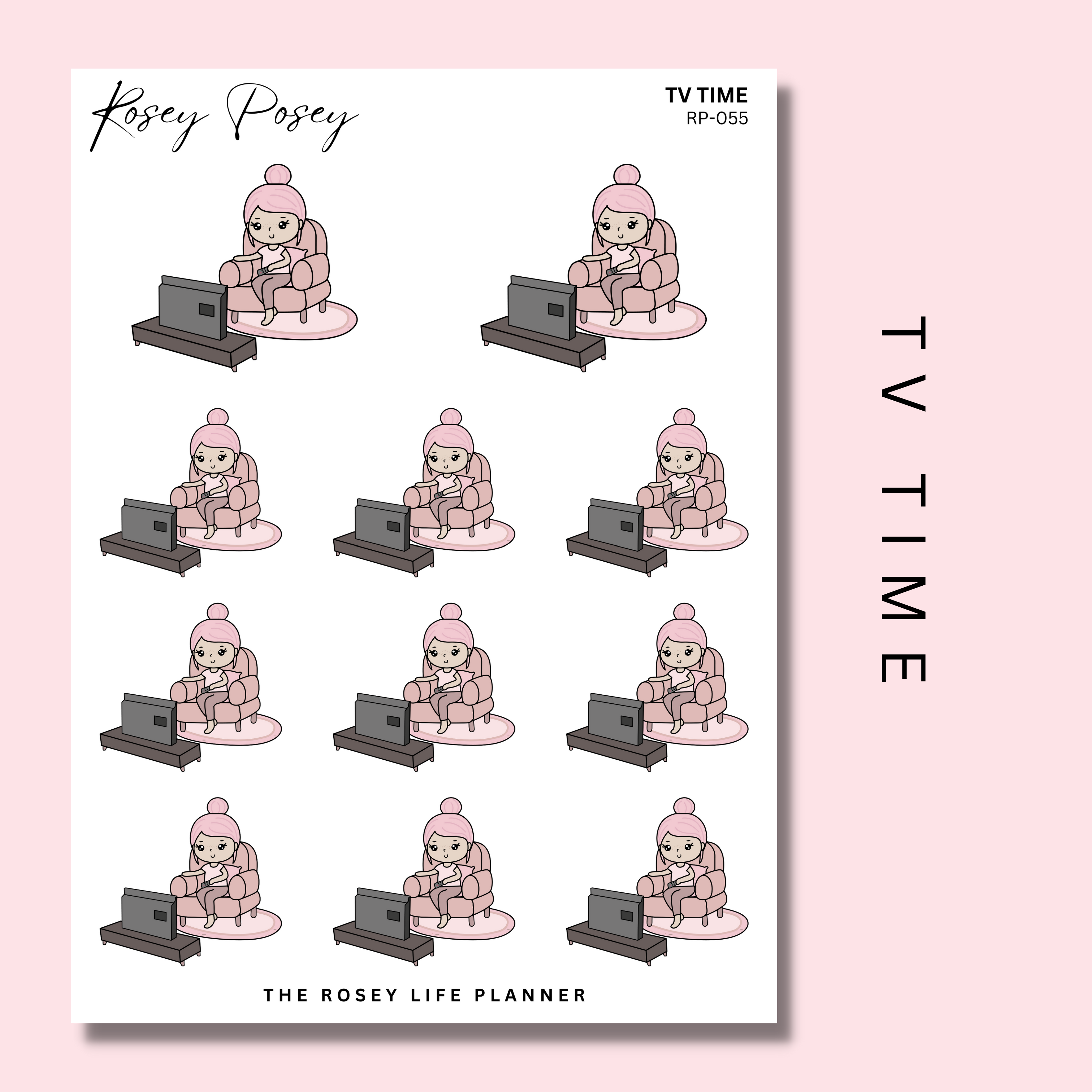 TV TIME | ROSEY POSEY | CLEAR MATTE & MATTE | RP-055 – theroseylifeplanner