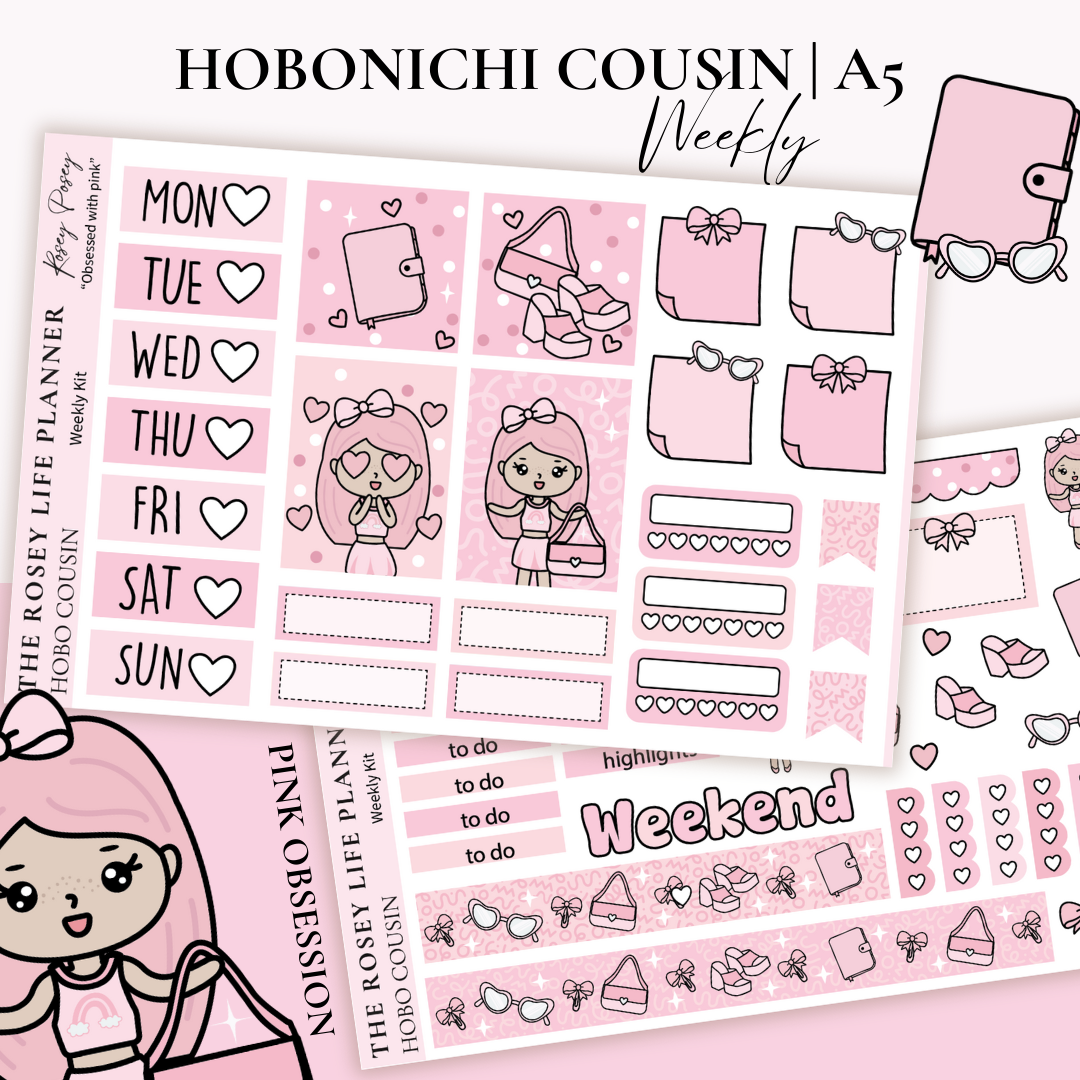 STICKER KIT | Pink Obsession | WEEKLY | A5 - HOBONICHI COUSIN - B6 ...
