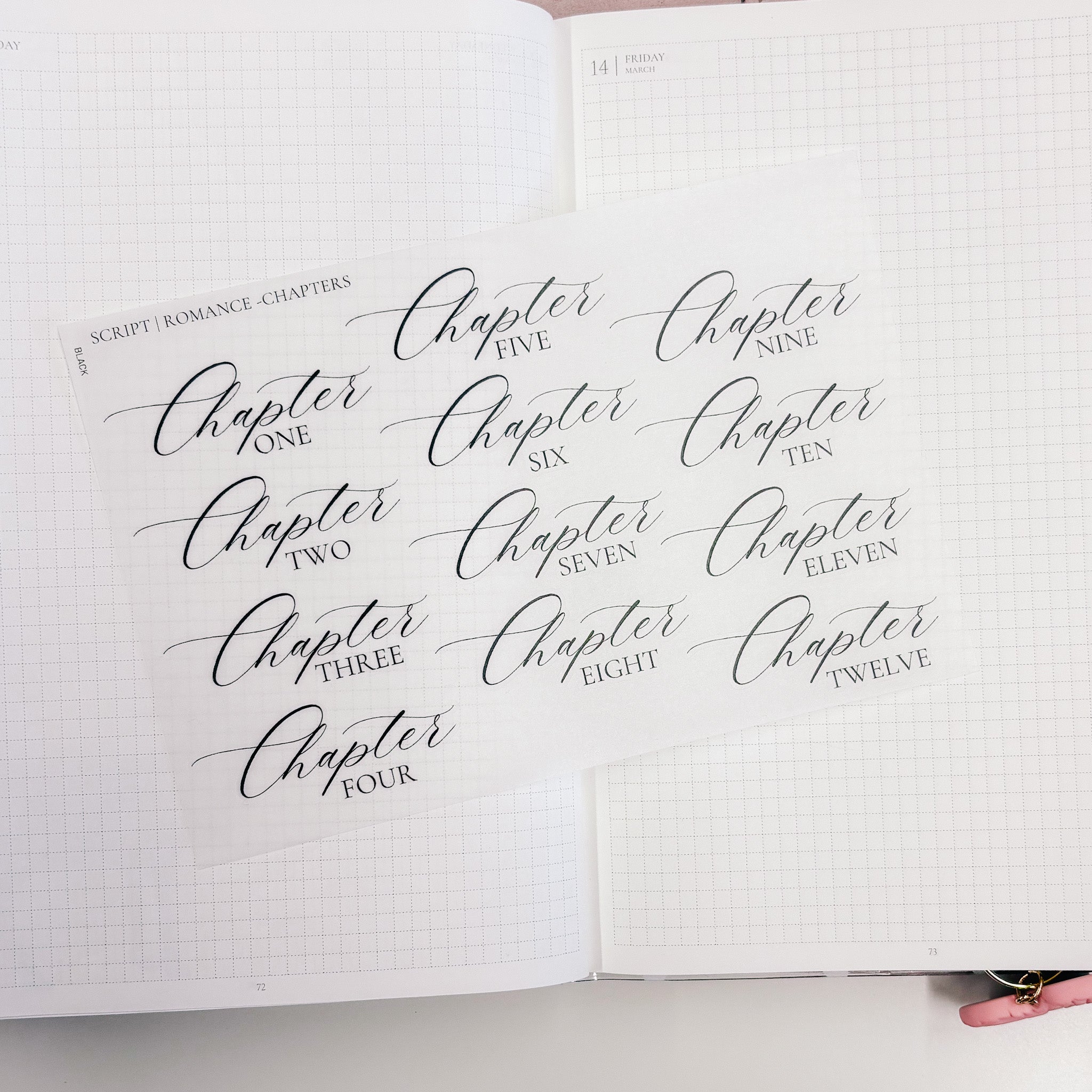 CHAPTER STICKERS | SCRIPT | CLEAR/ MATTE GOLD | ROSEGOLD | BLACK | SIL ...