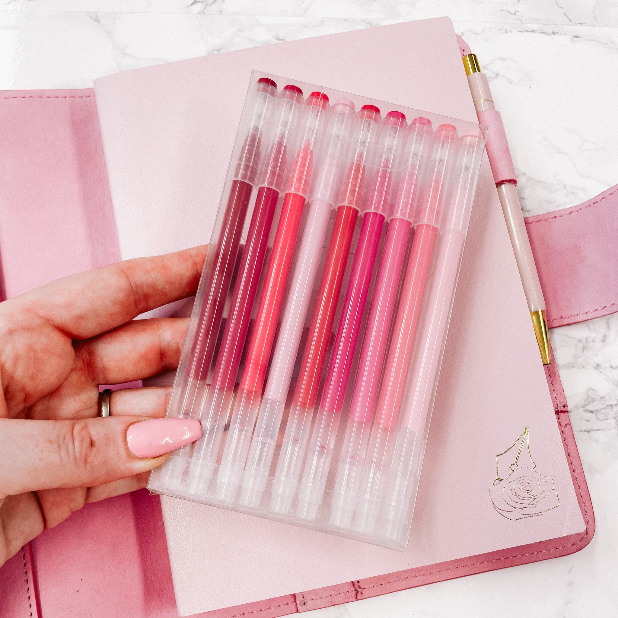 COLORED PEN SET | PINK OR BROWN – theroseylifeplanner