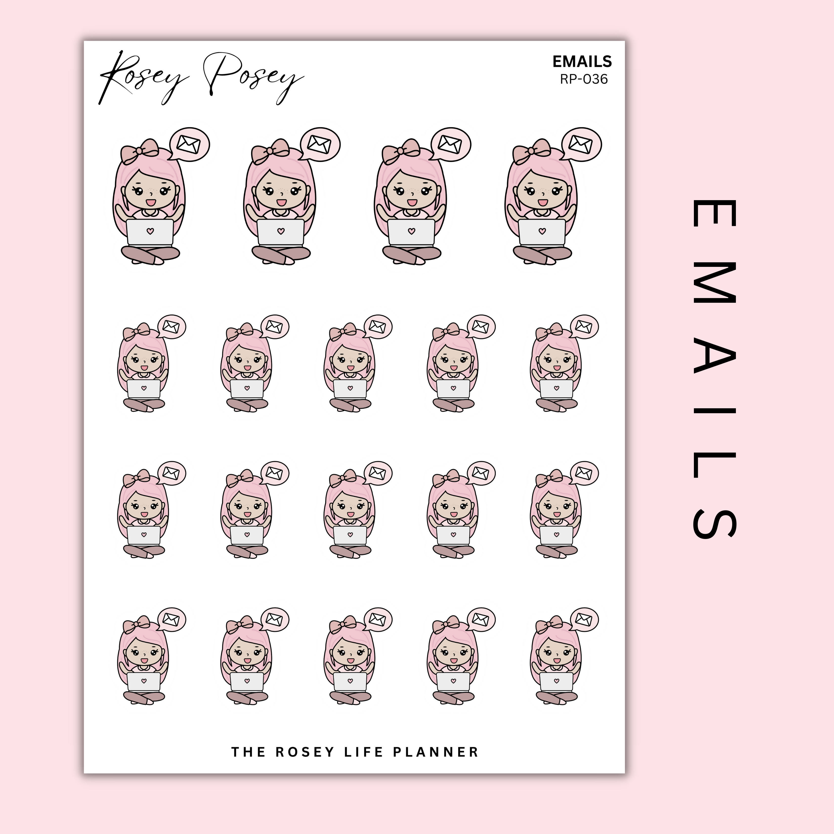 EMAILS | ROSEY POSEY | CLEAR MATTE & MATTE | RP-036 – theroseylifeplanner