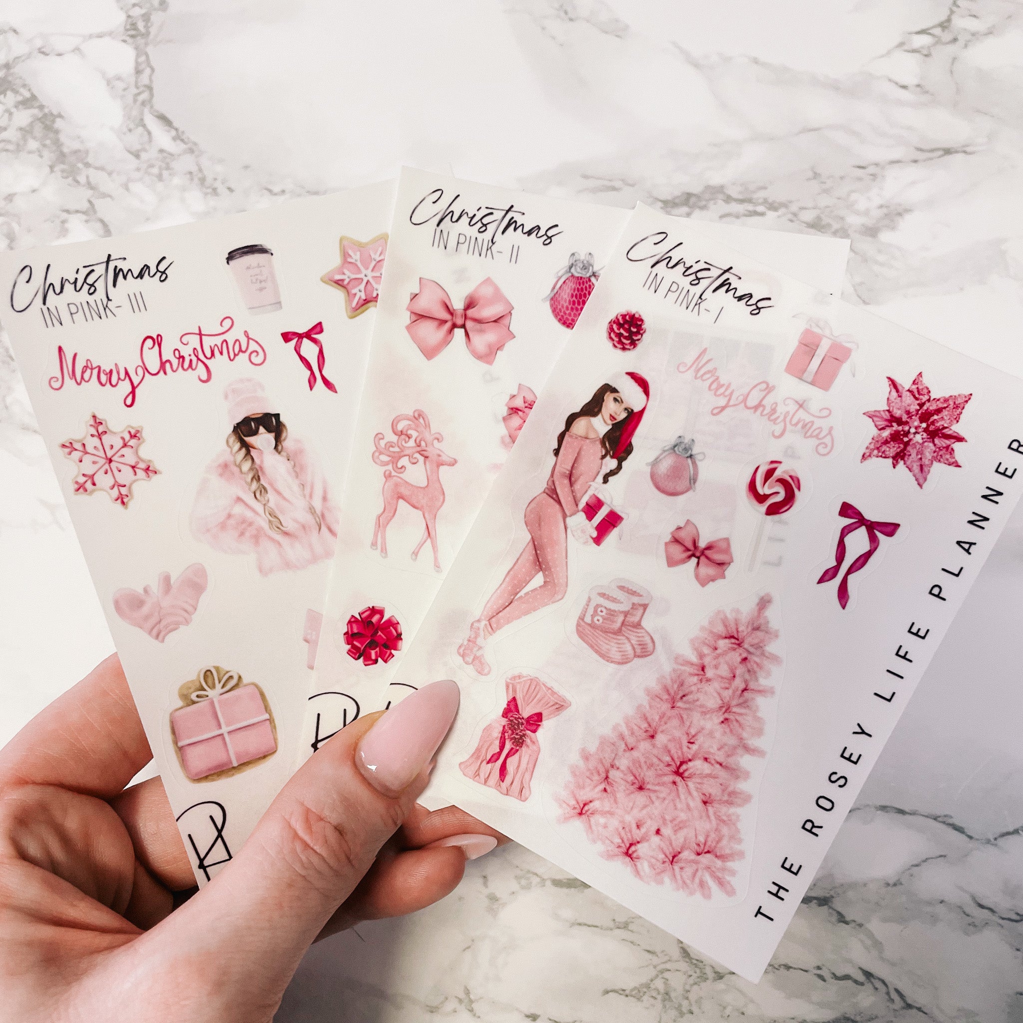 CHRISTMAS IN PINK | DECO STICKERS | Clear Matte – theroseylifeplanner