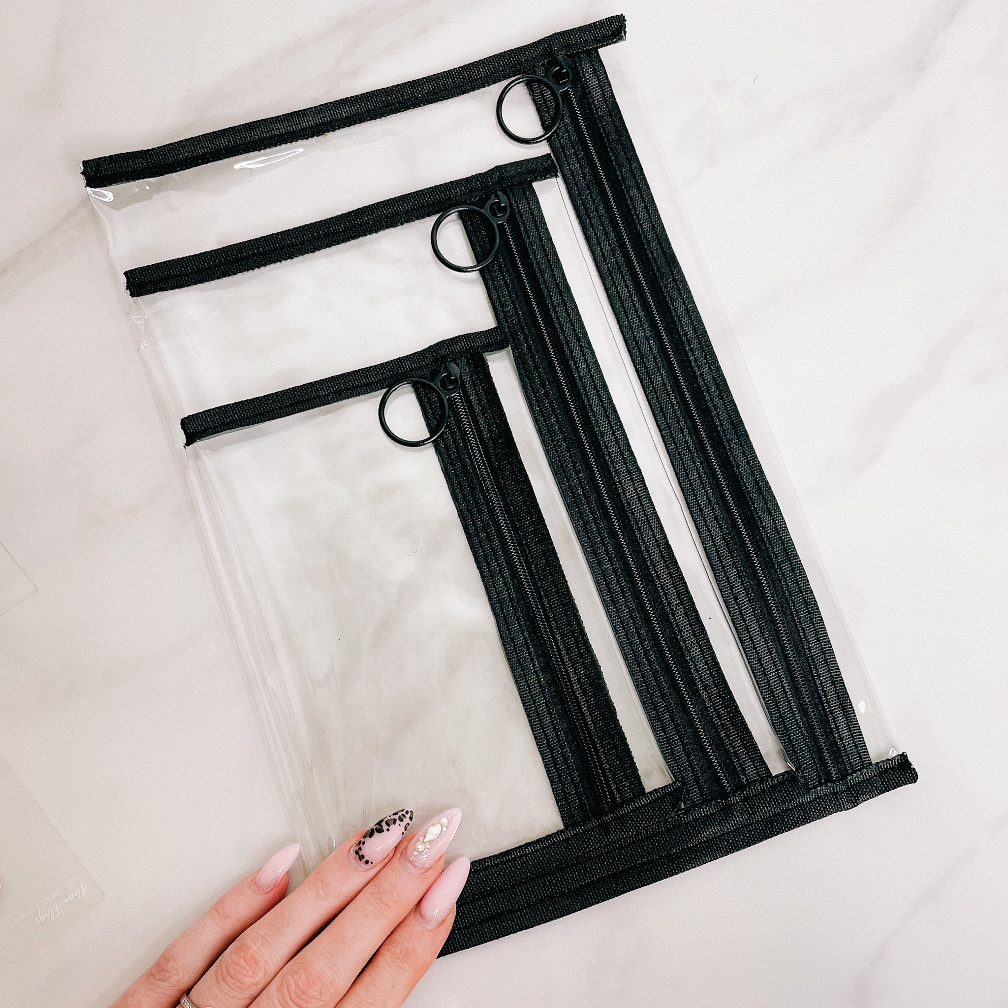 STATIONARY POUCH | CLEAR | STICKER STORAGE | BLACK – theroseylifeplanner