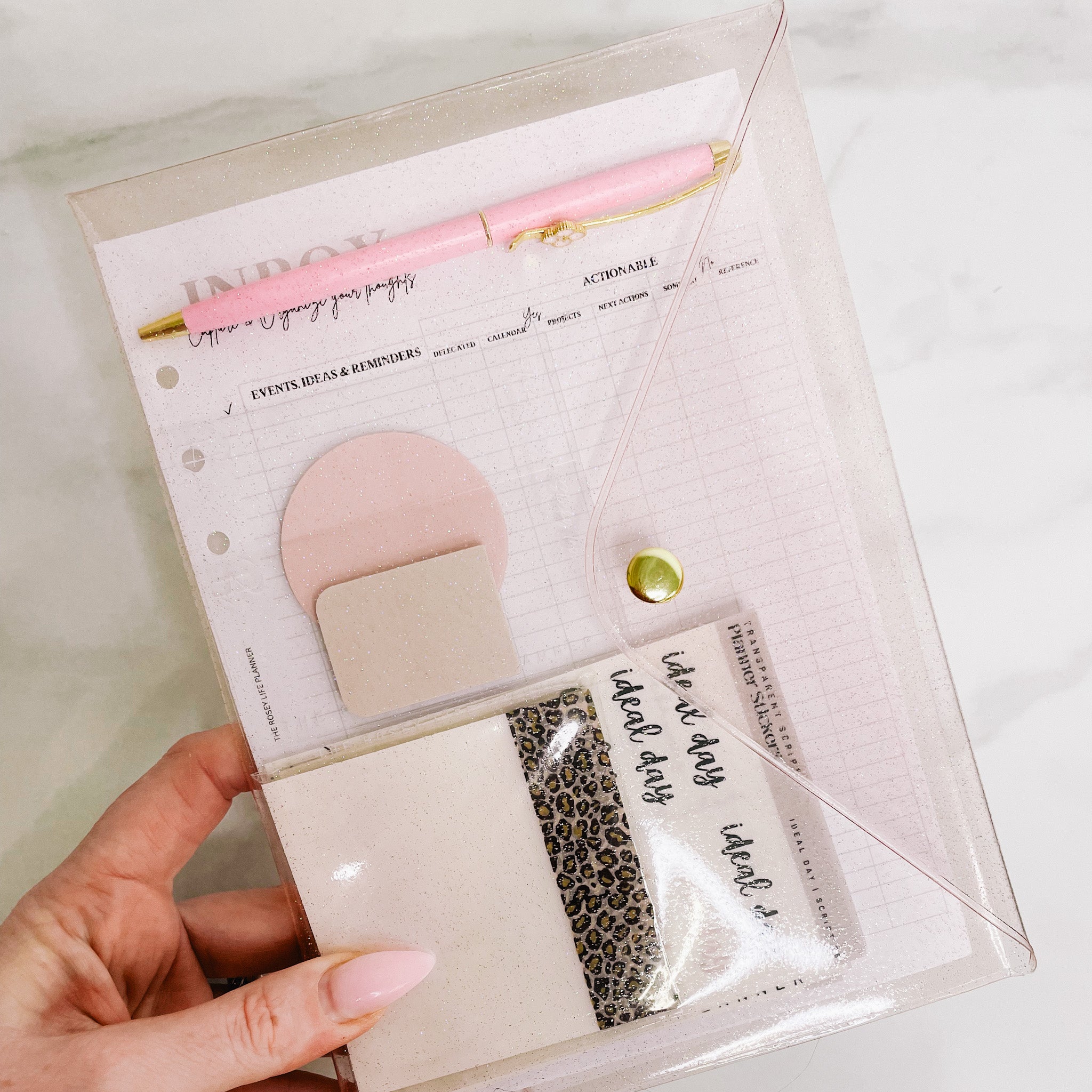 STATIONARY POUCH | PINK GLITTER | STICKER STORAGE – theroseylifeplanner